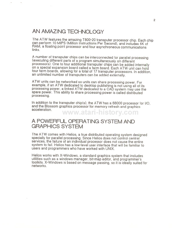 The Atari Transputer Parallel Processing Computer